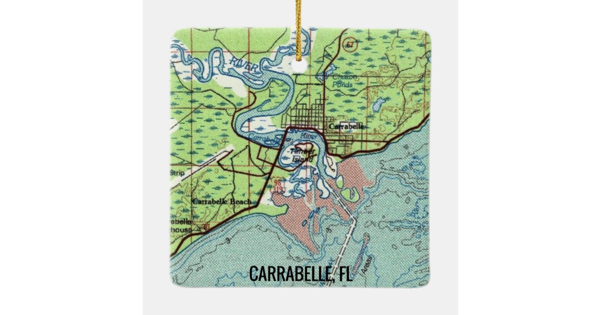 Carrabelle FL Vintage Map Ceramic Ornament | Zazzle