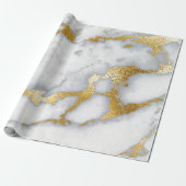 Carrara Marble White Gray Golden Strokes Minimal Wrapping Paper | Zazzle