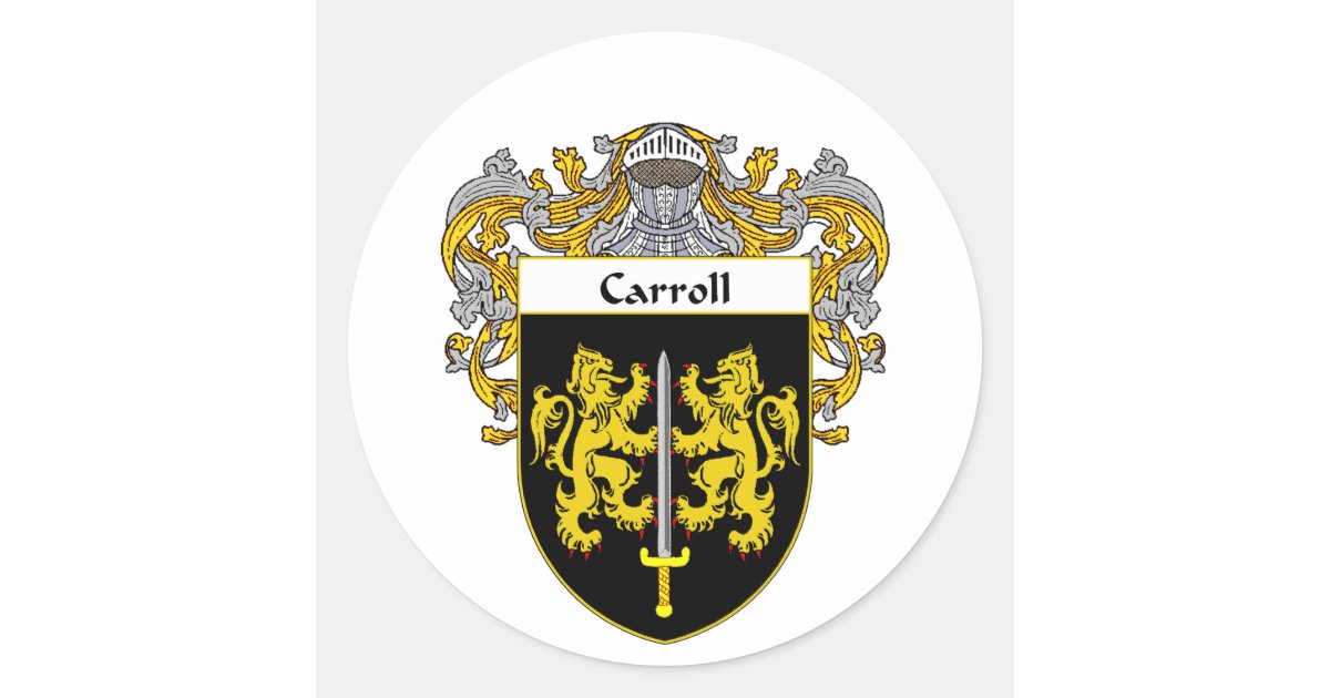 Carroll Coat of Arms (Mantled) Classic Round Sticker | Zazzle