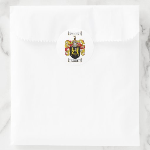 CARROLL FAMILY CREST - CARROLL COAT OF ARMS CLASSIC ROUND STICKER | Zazzle