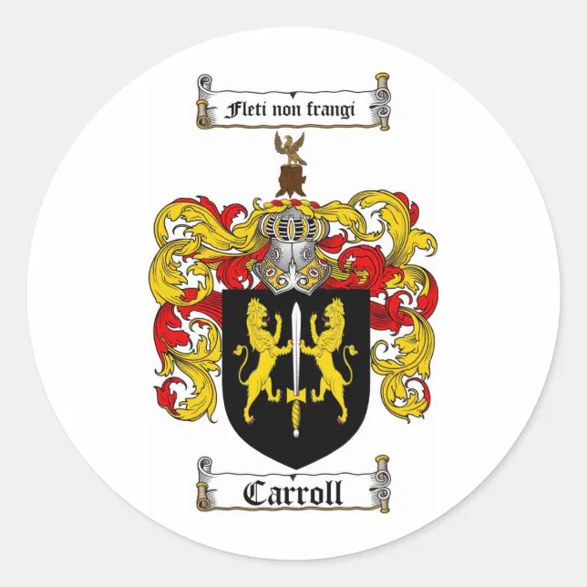 CARROLL FAMILY CREST - CARROLL COAT OF ARMS CLASSIC ROUND STICKER | Zazzle