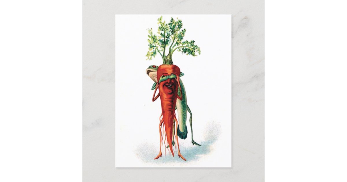 Carrot and Frog Funny Valentine Postcard | Zazzle