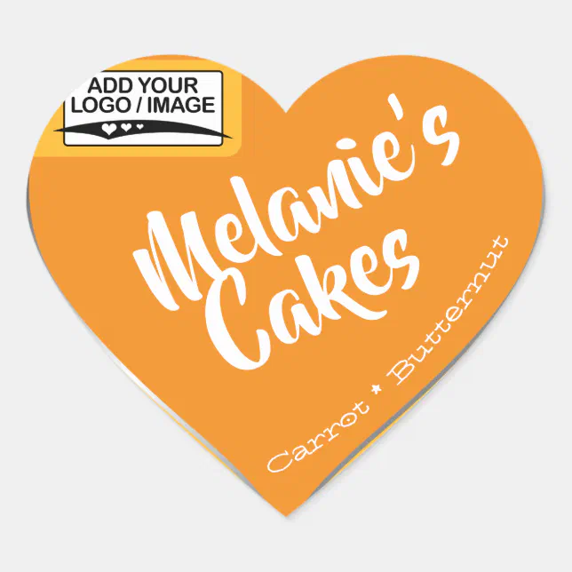 Carrot Bright Orange Cake Packaging Logo Template Heart Sticker | Zazzle