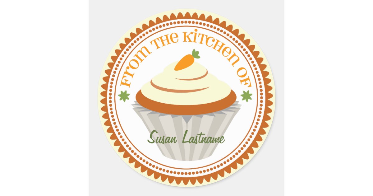 Carrot Cake Cupcake Personalized Kitchen Label | Zazzle