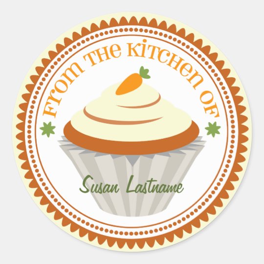 Carrot Cake Cupcake Personalized Kitchen Label | Zazzle.com