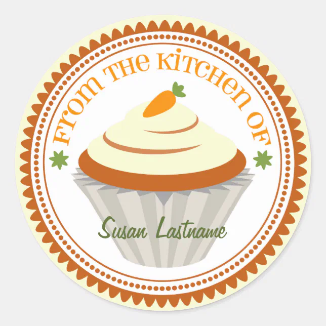 Carrot Cake Cupcake Personalized Kitchen Label | Zazzle