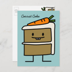 Carrot Cake slice bunny teeth icing dessert Postcard | Zazzle