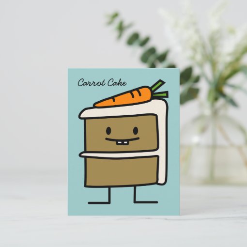 Carrot Cake slice bunny teeth icing dessert Postcard | Zazzle