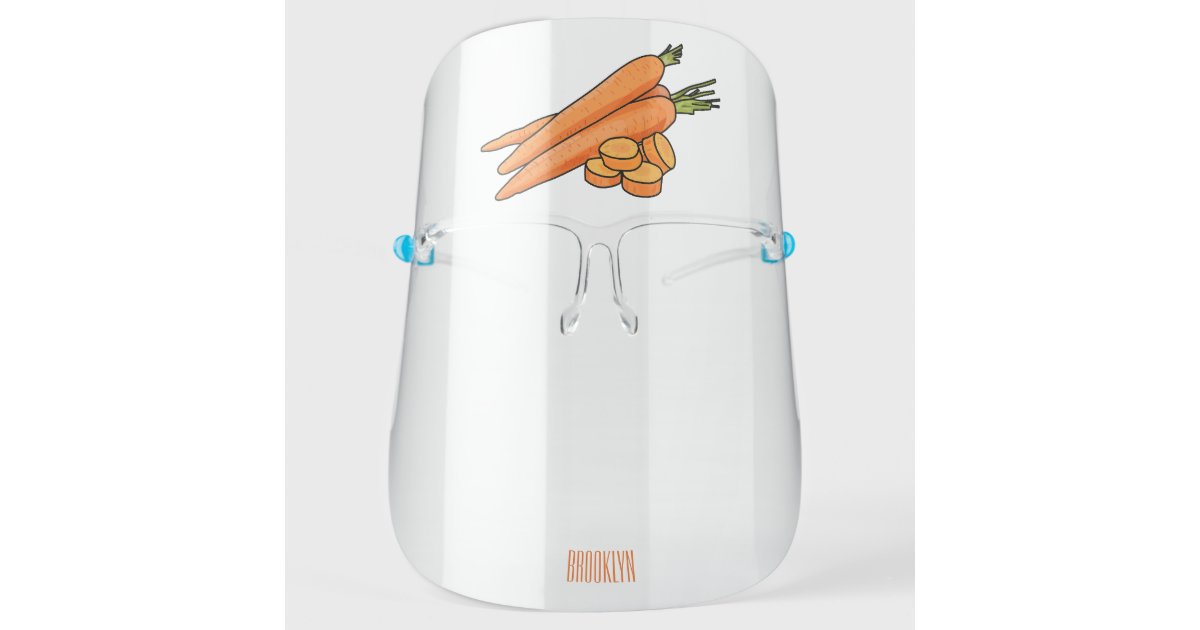 Carrot cartoon illustration face shield | Zazzle