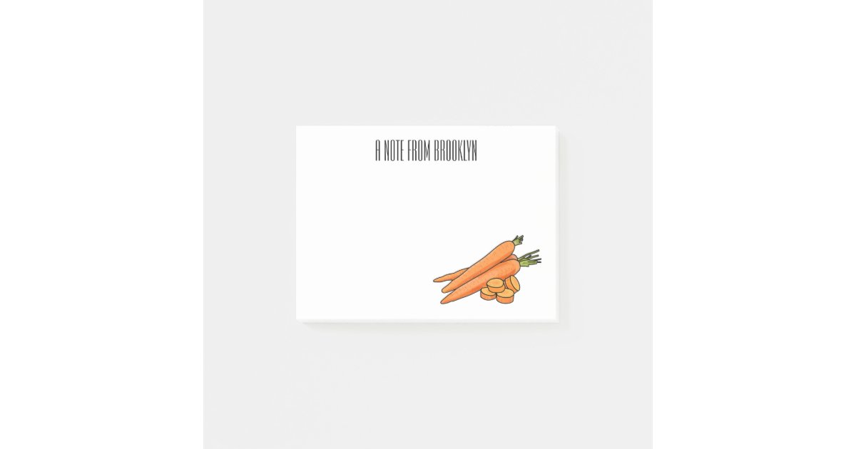 Carrot cartoon illustration post-it notes | Zazzle