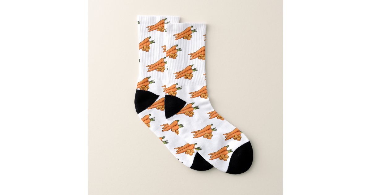 Carrot cartoon illustration socks | Zazzle