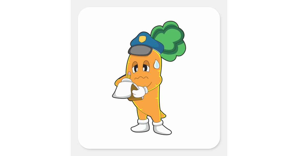 Carrot Traffic warden Parking ticket Square Sticker | Zazzle