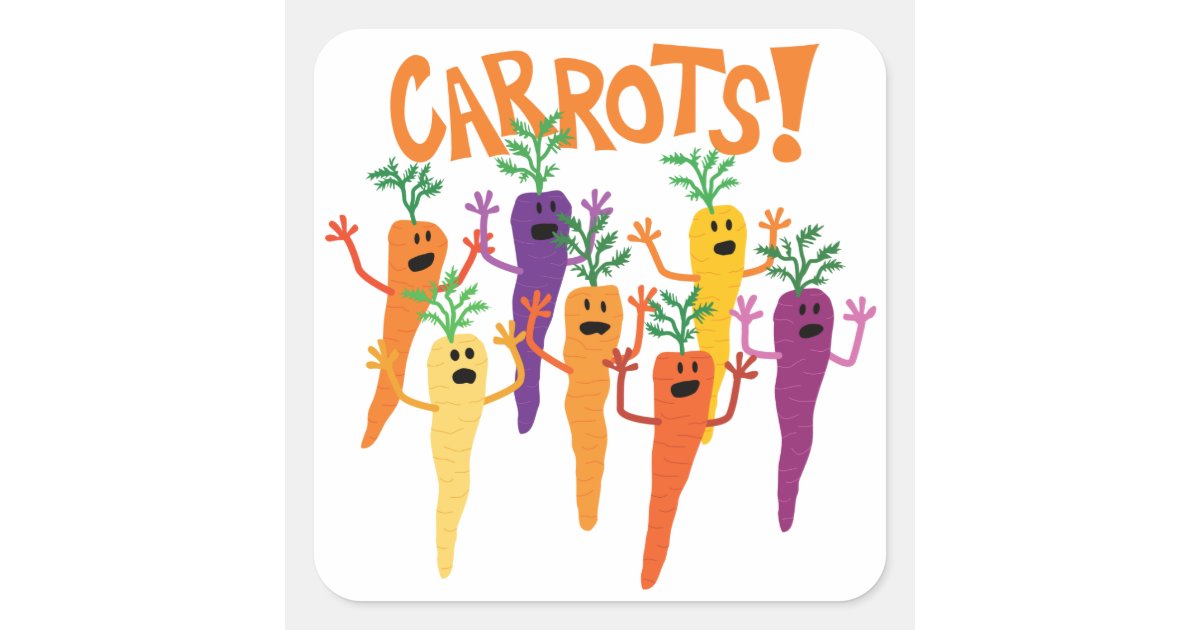 Carrots! Square Sticker | Zazzle
