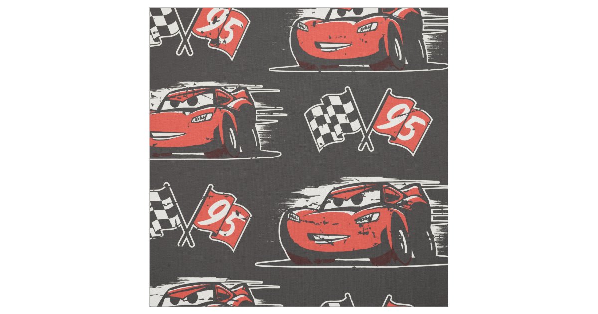 Cars 3 | Lightning McQueen Flag Pattern Fabric | Zazzle