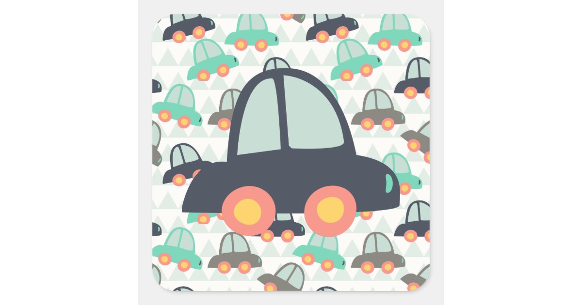 Cars and More Cars Square Sticker | Zazzle
