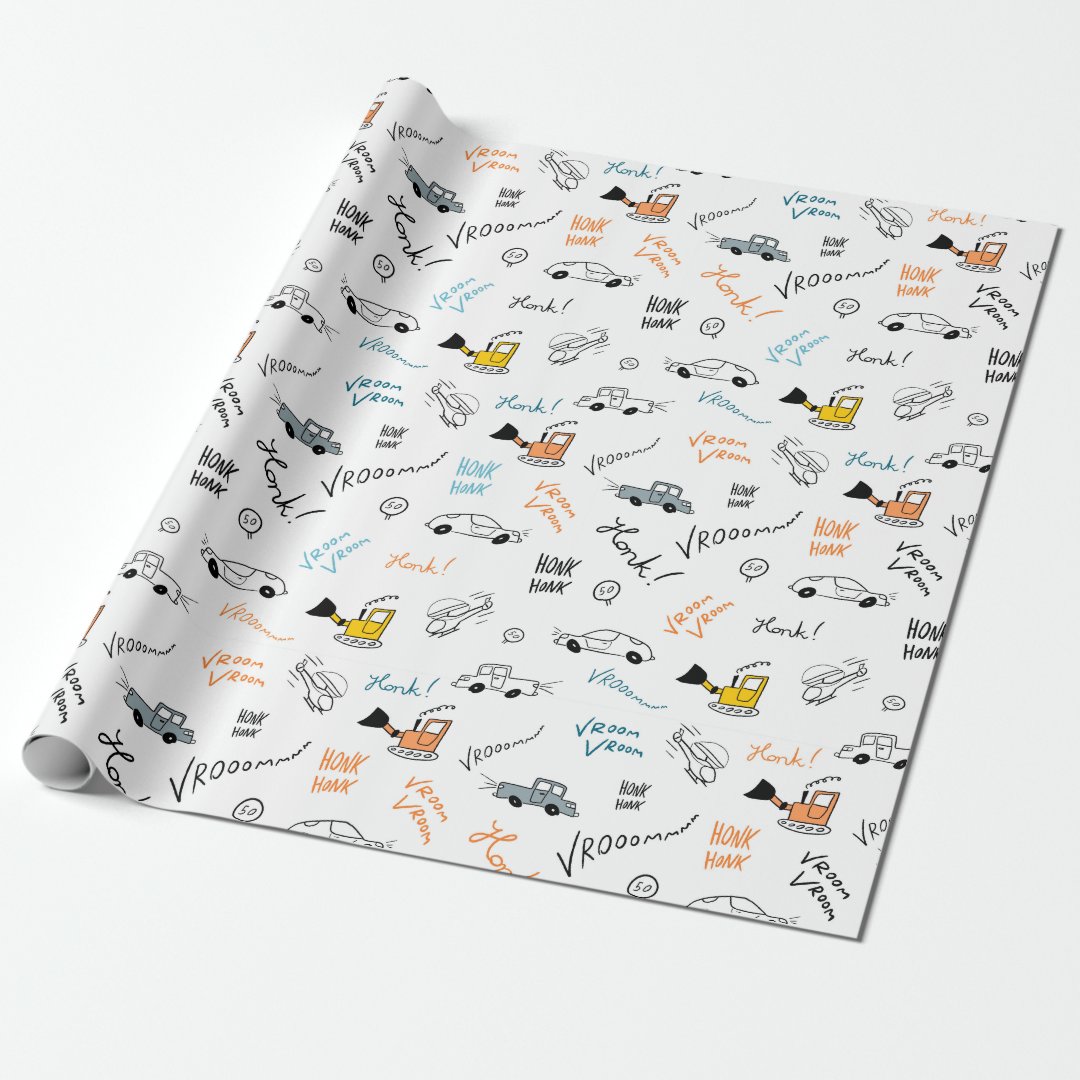 Cars and vehicles boys gift wrapping paper | Zazzle