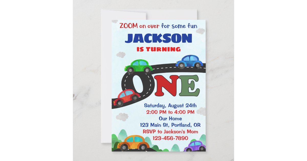 Cars birthday invitation Driver boy first birthday | Zazzle