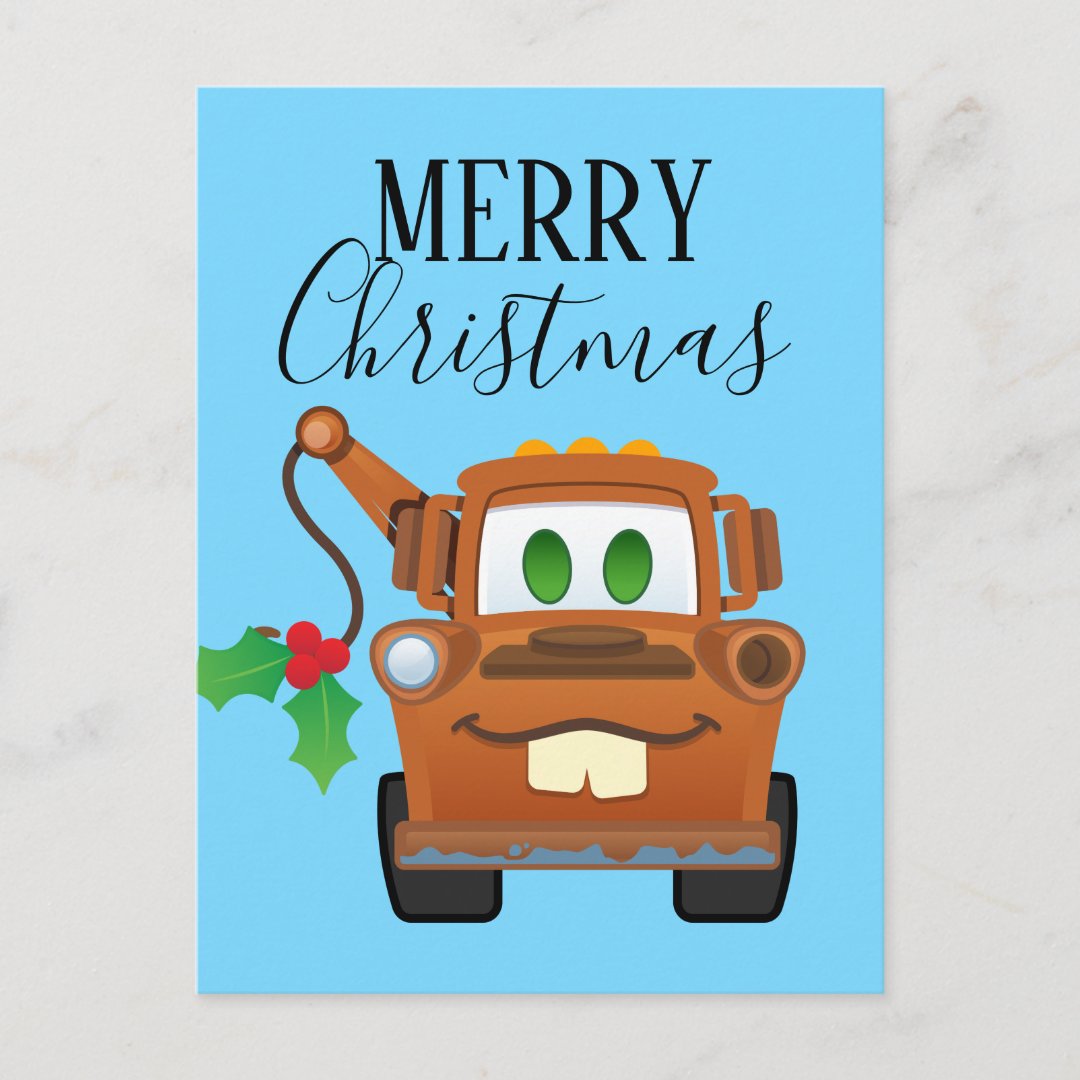 Cars Christmas | Mater Tow Truck Holiday Postcard | Zazzle
