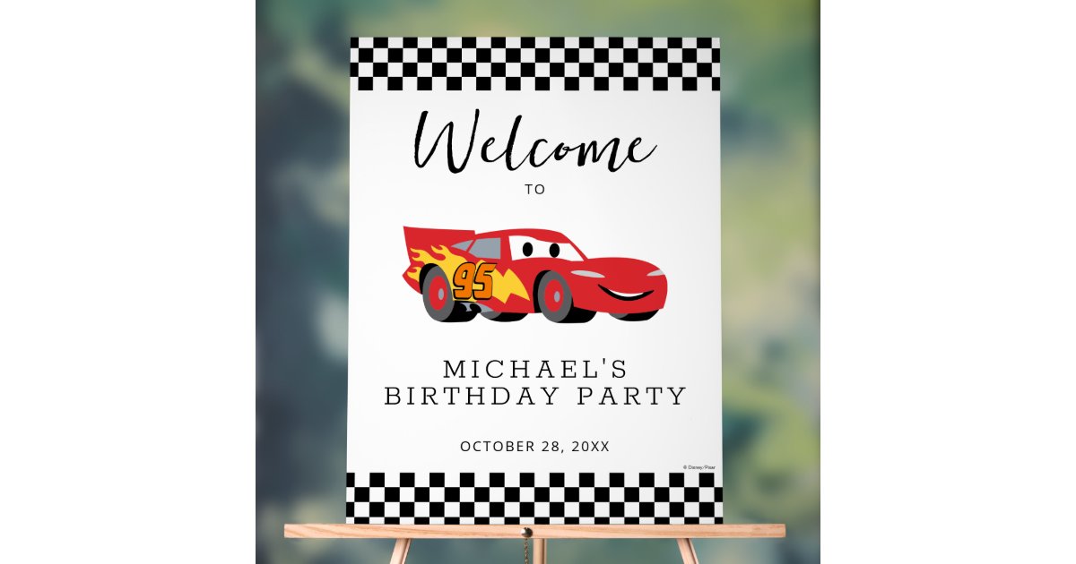 Cars Lightning McQueen Birthday Party Welcome Acrylic Sign | Zazzle