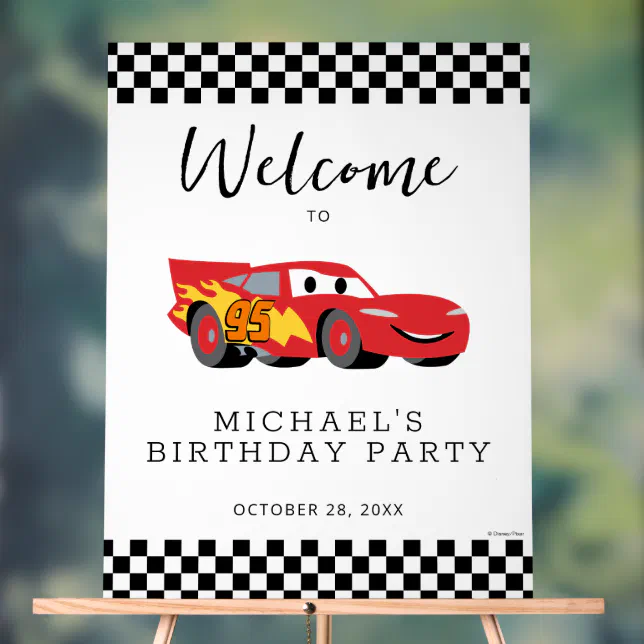 Cars Lightning McQueen Birthday Party Welcome Acrylic Sign | Zazzle