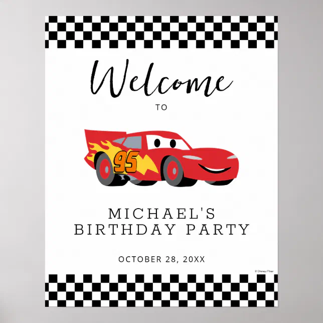 Cars Lightning McQueen Birthday Party Welcome Poster | Zazzle