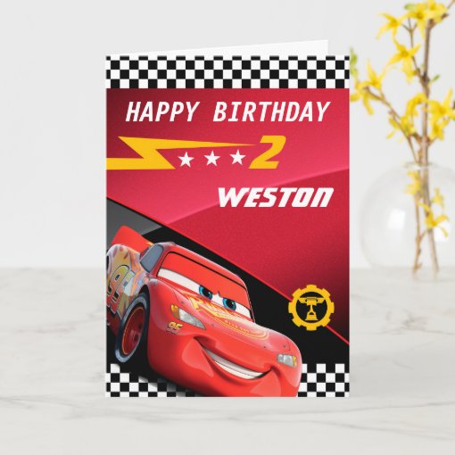 Cars Lightning McQueen | Too Fast Birthday Card | Zazzle