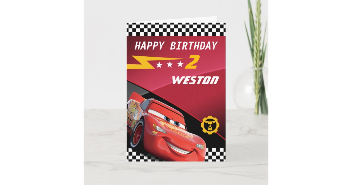 Cars Lightning McQueen | Too Fast Birthday Card | Zazzle