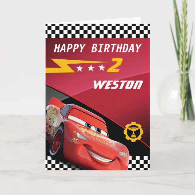 Cars Lightning McQueen | Too Fast Birthday Card | Zazzle
