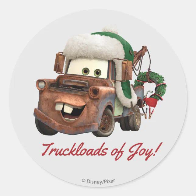 Cars | Mater In Winter Gear Classic Round Sticker | Zazzle