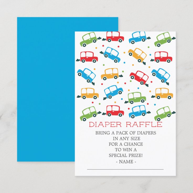 Cars Oh Boy Baby Shower Diaper Raffle Ticket Invitation | Zazzle