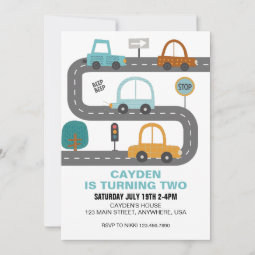 Cars road Birthday Invitation | Zazzle