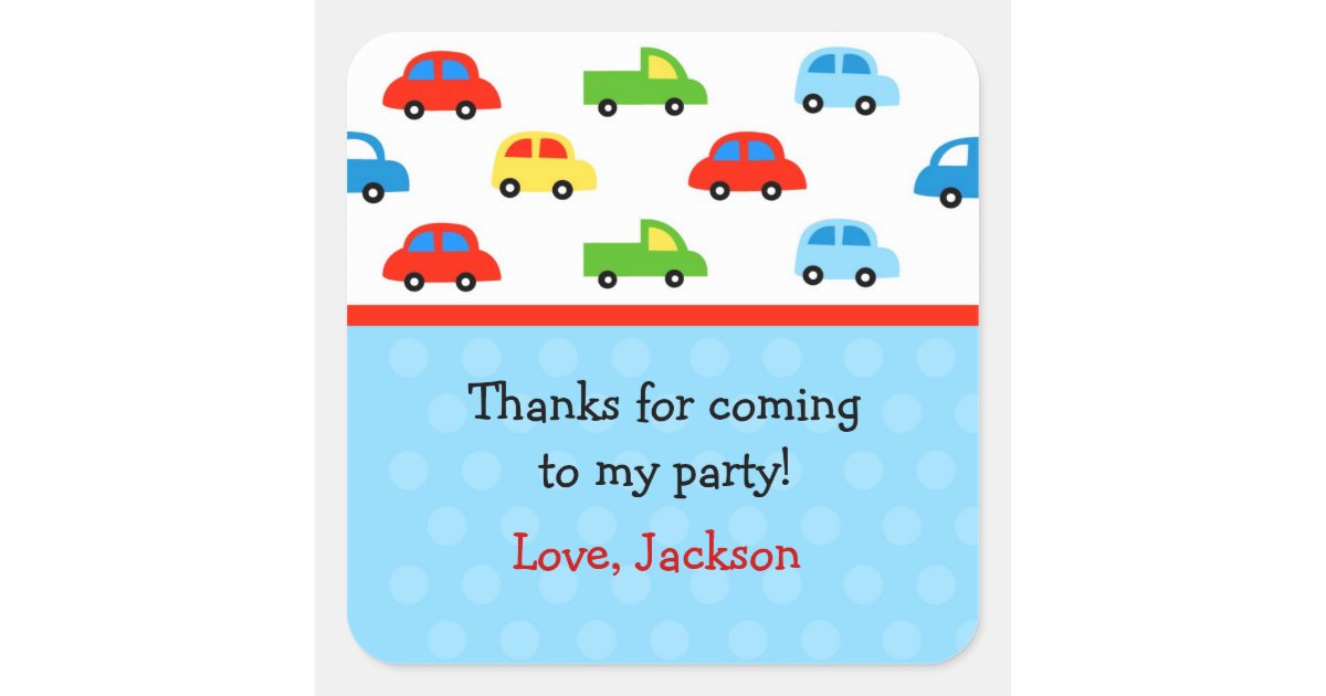 Cars Trucks Birthday Party Favor Stickers labels | Zazzle