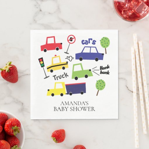 Cars & Trucks Boys Baby Shower Paper Napkins | Zazzle