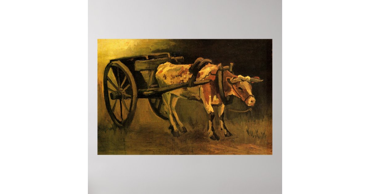Cart with Red and White Ox by Vincent van Gogh Poster | Zazzle