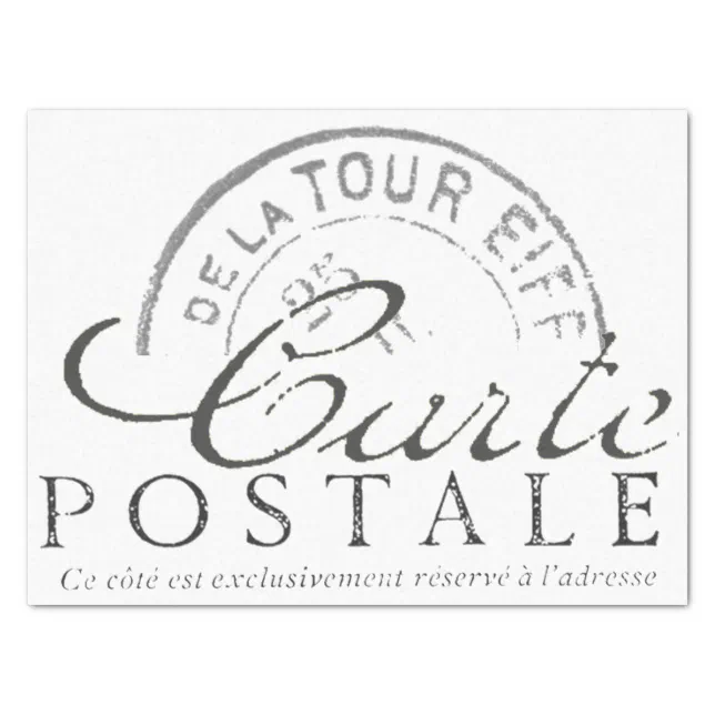 Carte Postale French Vintage Decoupage Paris Text Tissue Paper | Zazzle