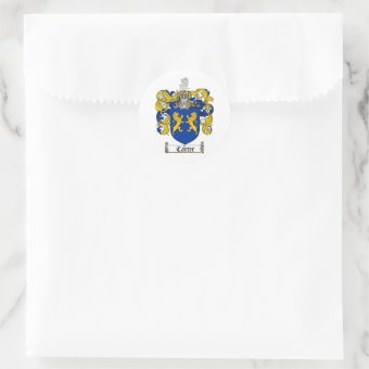 CARTER FAMILY CREST - CARTER COAT OF ARMS CLASSIC ROUND STICKER | Zazzle