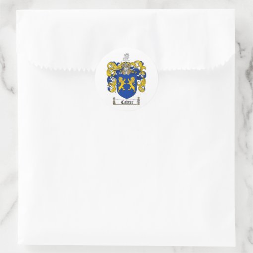CARTER FAMILY CREST - CARTER COAT OF ARMS CLASSIC ROUND STICKER | Zazzle