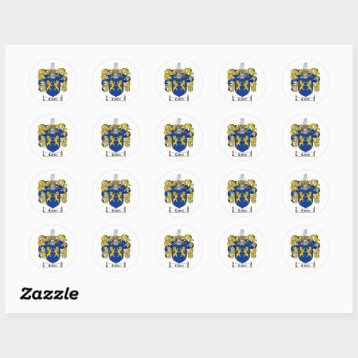 CARTER FAMILY CREST - CARTER COAT OF ARMS CLASSIC ROUND STICKER | Zazzle
