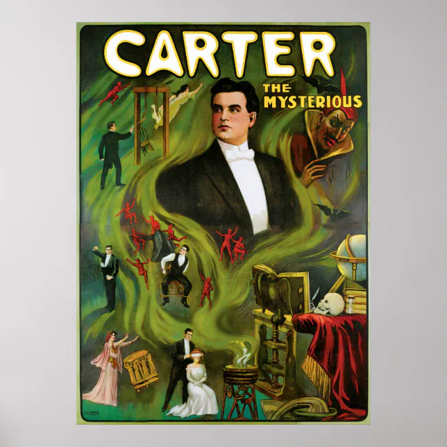 Carter The Mysterious ~ Vintage Magic Act Poster | Zazzle