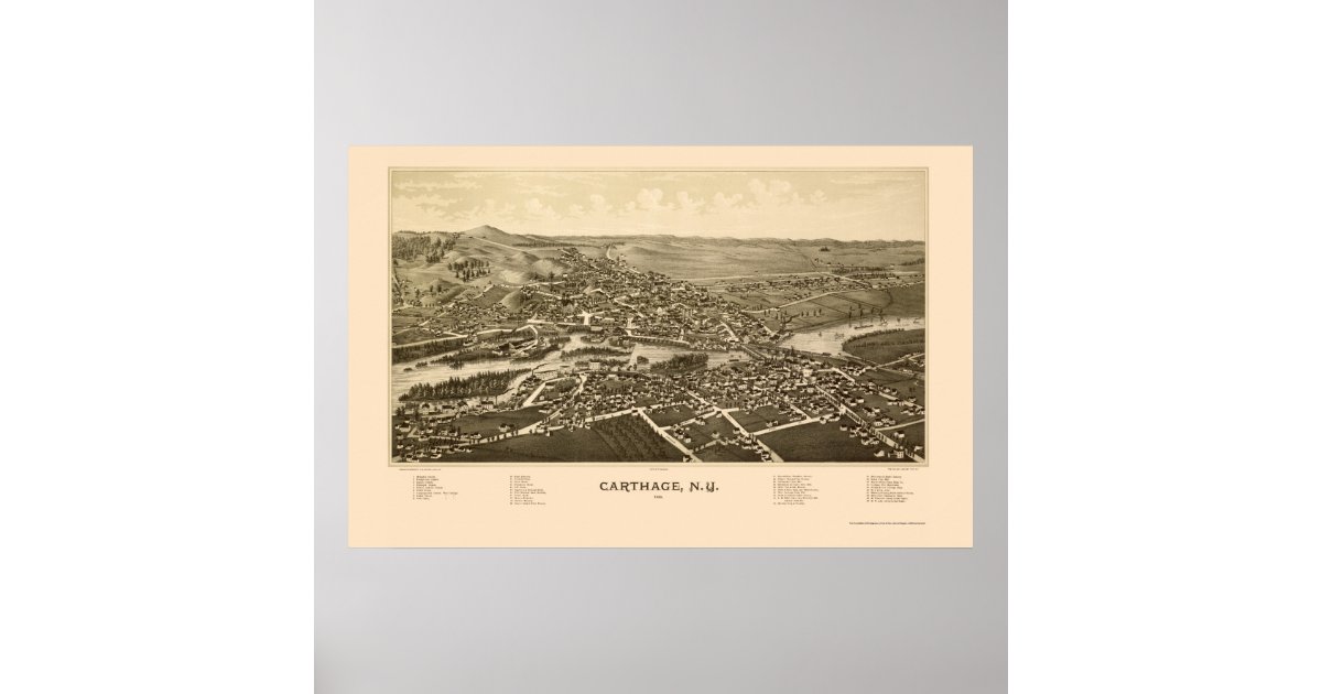 Carthage, NY Panoramic Map - 1888 Poster | Zazzle