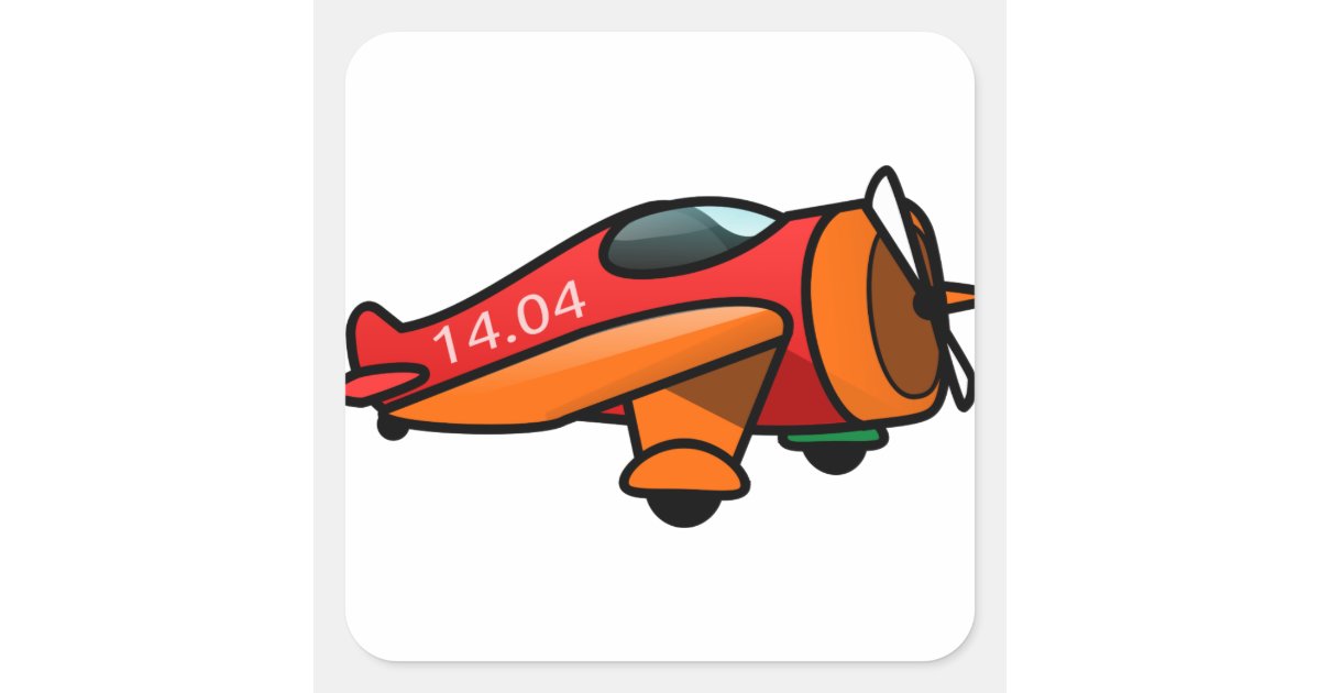 Cartoon Airplane Square Sticker | Zazzle
