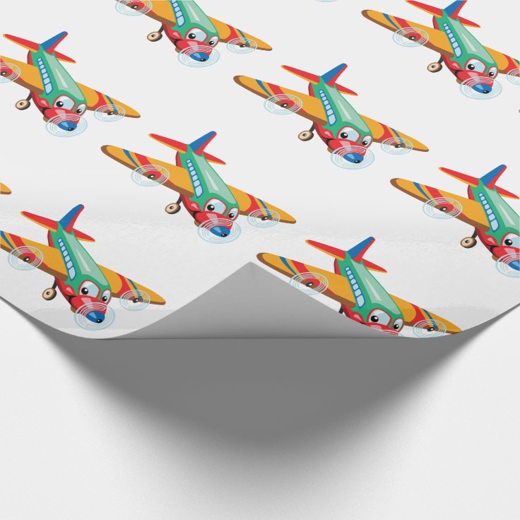 cartoon airplane wrapping paper | Zazzle