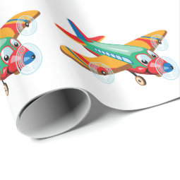 cartoon airplane wrapping paper | Zazzle