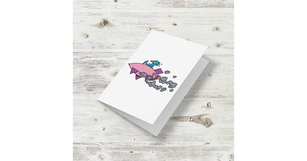 Cartoon Alien Spaceship Card | Zazzle