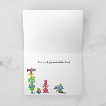 Cartoon Aliens Thank You Card (5x7) | Zazzle