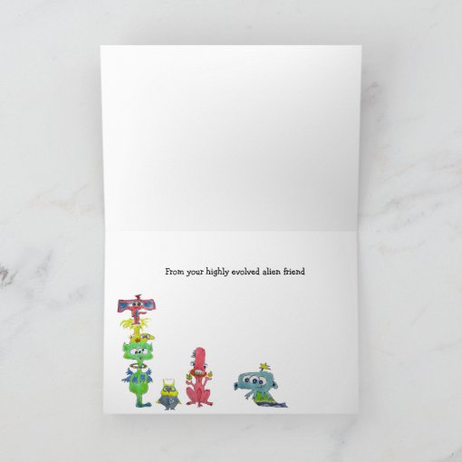 Cartoon Aliens Thank You Card (5x7) | Zazzle