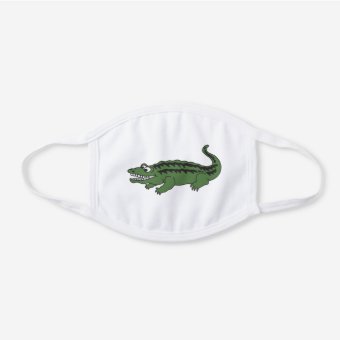 Cartoon Alligator Crocodile Kids White Cotton Face Mask | Zazzle