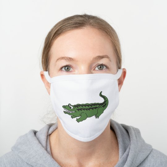 Cartoon Alligator Crocodile Kids White Cotton Face Mask | Zazzle.com