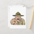 Cartoon angry army drill sergeant shouting postcard | Zazzle
