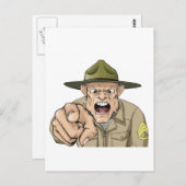 Cartoon angry army drill sergeant shouting postcard | Zazzle